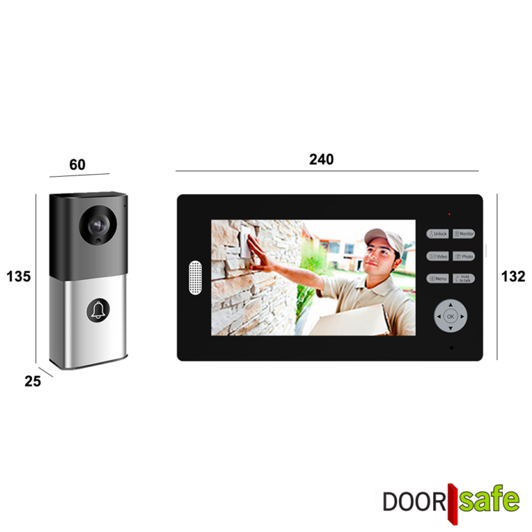 Draadloze video deurbel met camera - accu of stroom - Doorsafe 4300